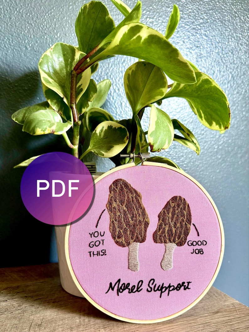 Morel Support, Modern Embroidery Pattern for Beginners PDF Printable ...