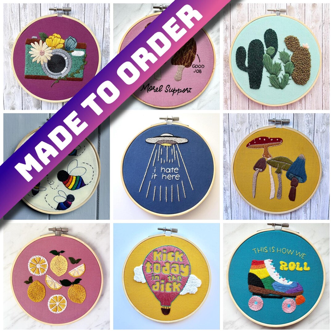 CUSTOM ORDER- Embroidery Hoop Finished- Modern Hand Embroidery - Etsy