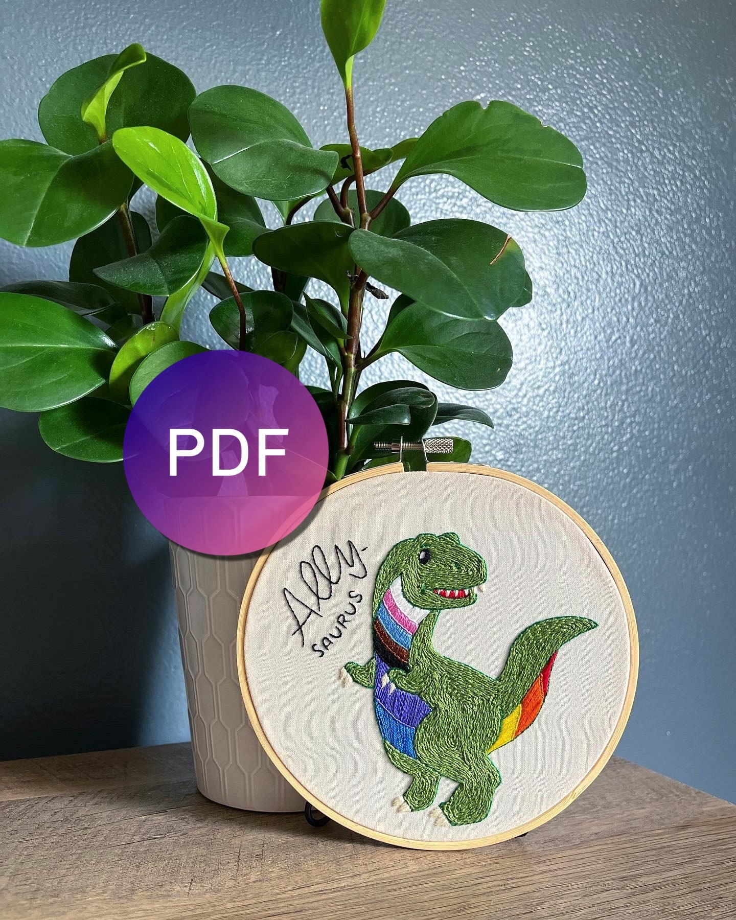 Ally-saurus, Modern Embroidery Pattern for Beginners PDF Printable ...