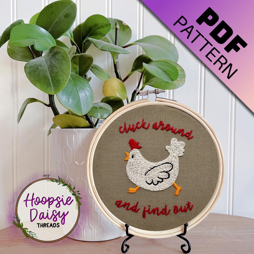 Cluck Around, Modern Embroidery Pattern for Beginners- PDF Printable ...