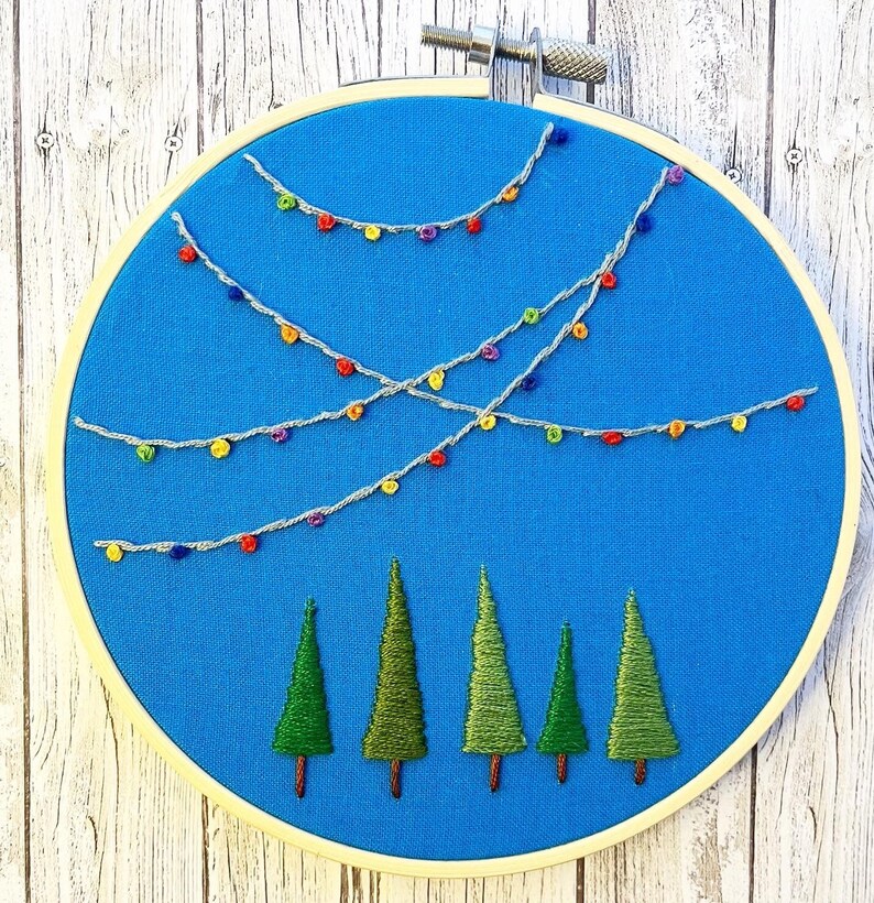 Christmas Lights, Modern Embroidery Pattern for Beginners PDF Printable ...