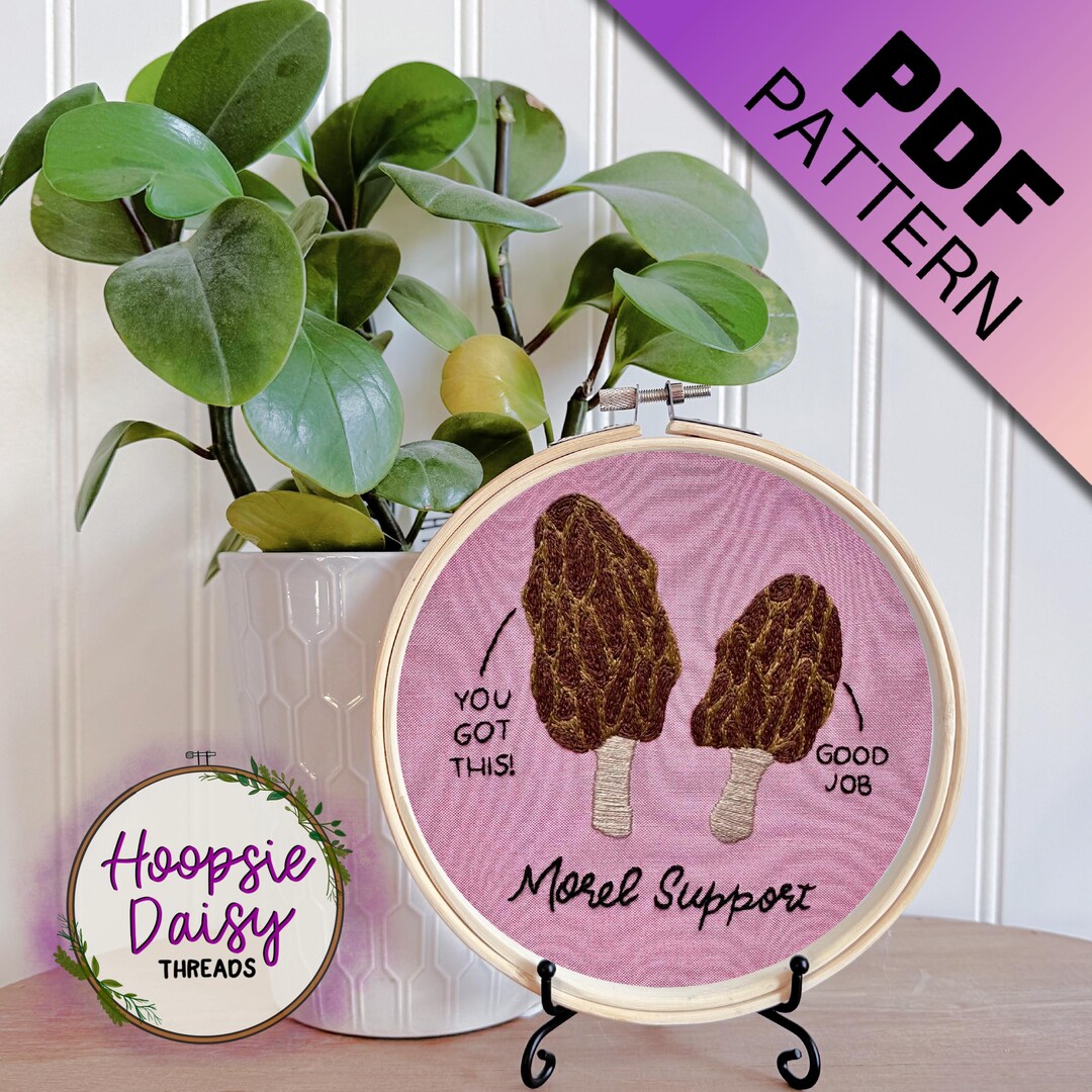 Morel Support, Modern Embroidery Pattern for Beginners- PDF Printable ...