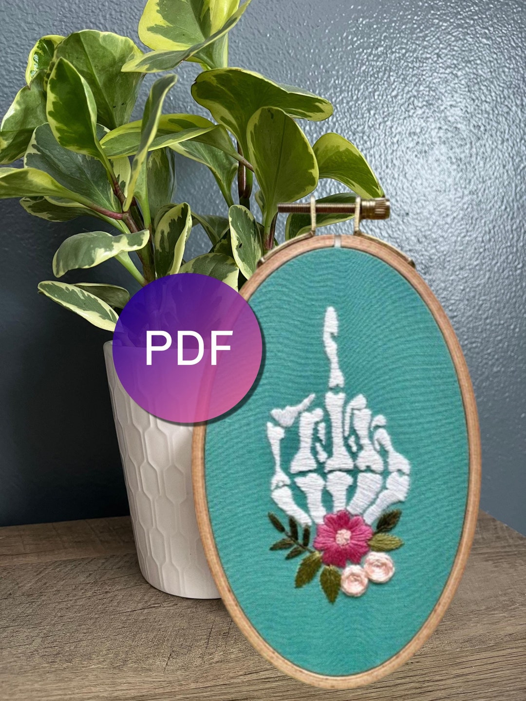 Skeleton Flip, Modern Embroidery Pattern for Beginners PDF Printable ...