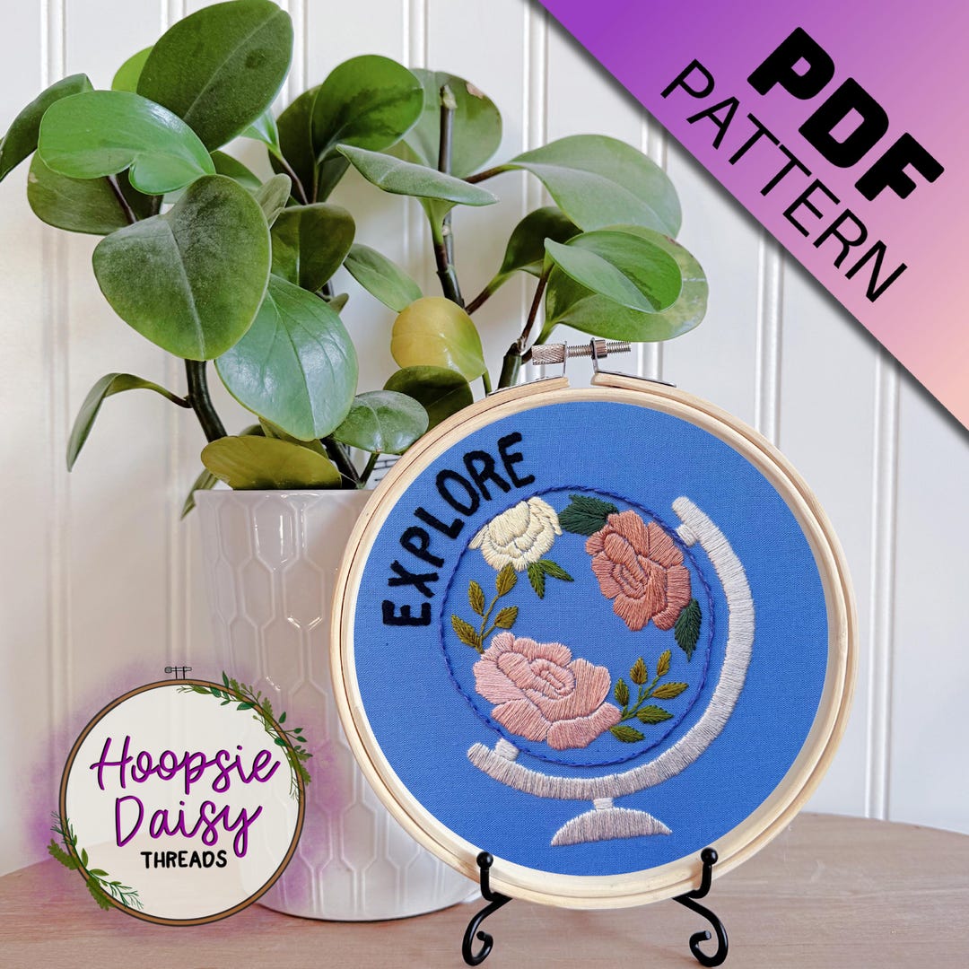 Explore Florals, Travel Modern Embroidery Pattern for Beginners- PDF ...