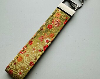 Japanese Fabric Key Fob, Red Fan, Wrist Strap, Wristlet, Keychain ...