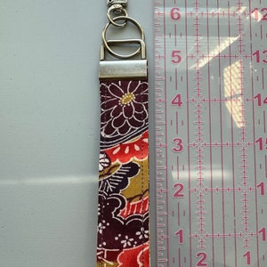 Vintage Kimono Key Fob, Purple Floral, Wrist Strap, Wristlet, Keychain ...
