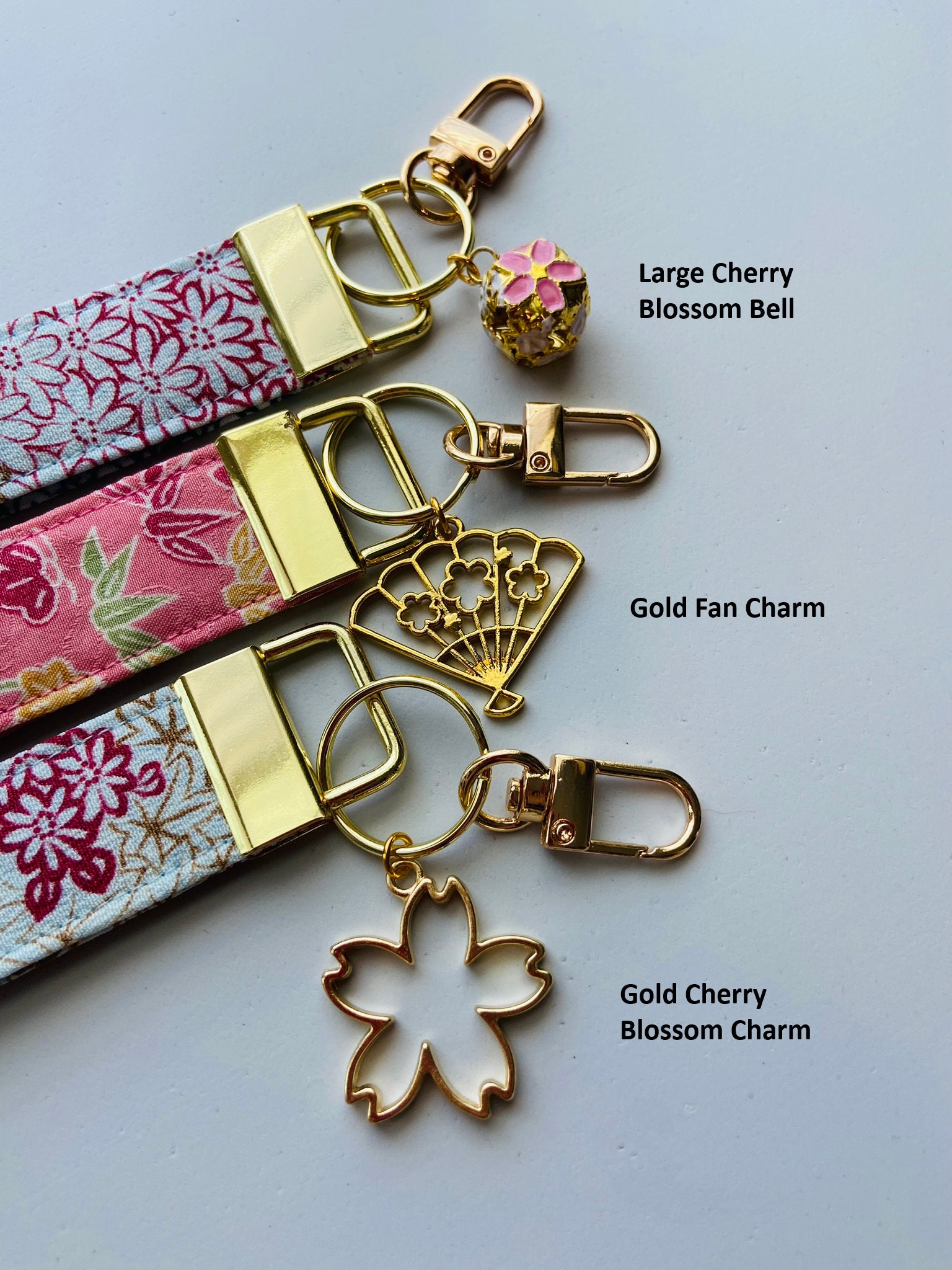 Japanese Fabric Key Fob, Red Fan, Wrist Strap, Wristlet, Keychain ...