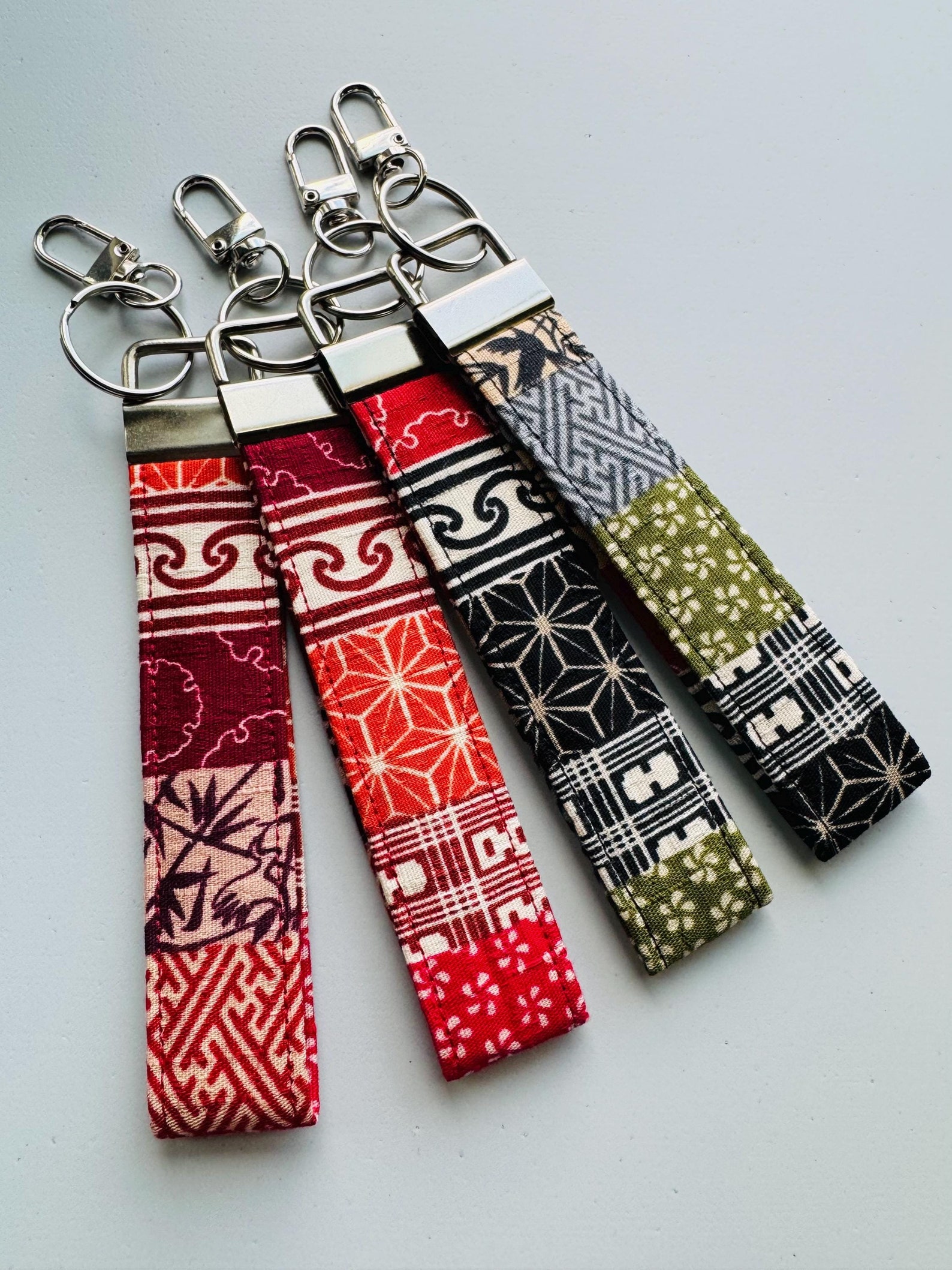 Japanese Fabric Key Fob, Black, Red Traditional Japanese Patterns ...