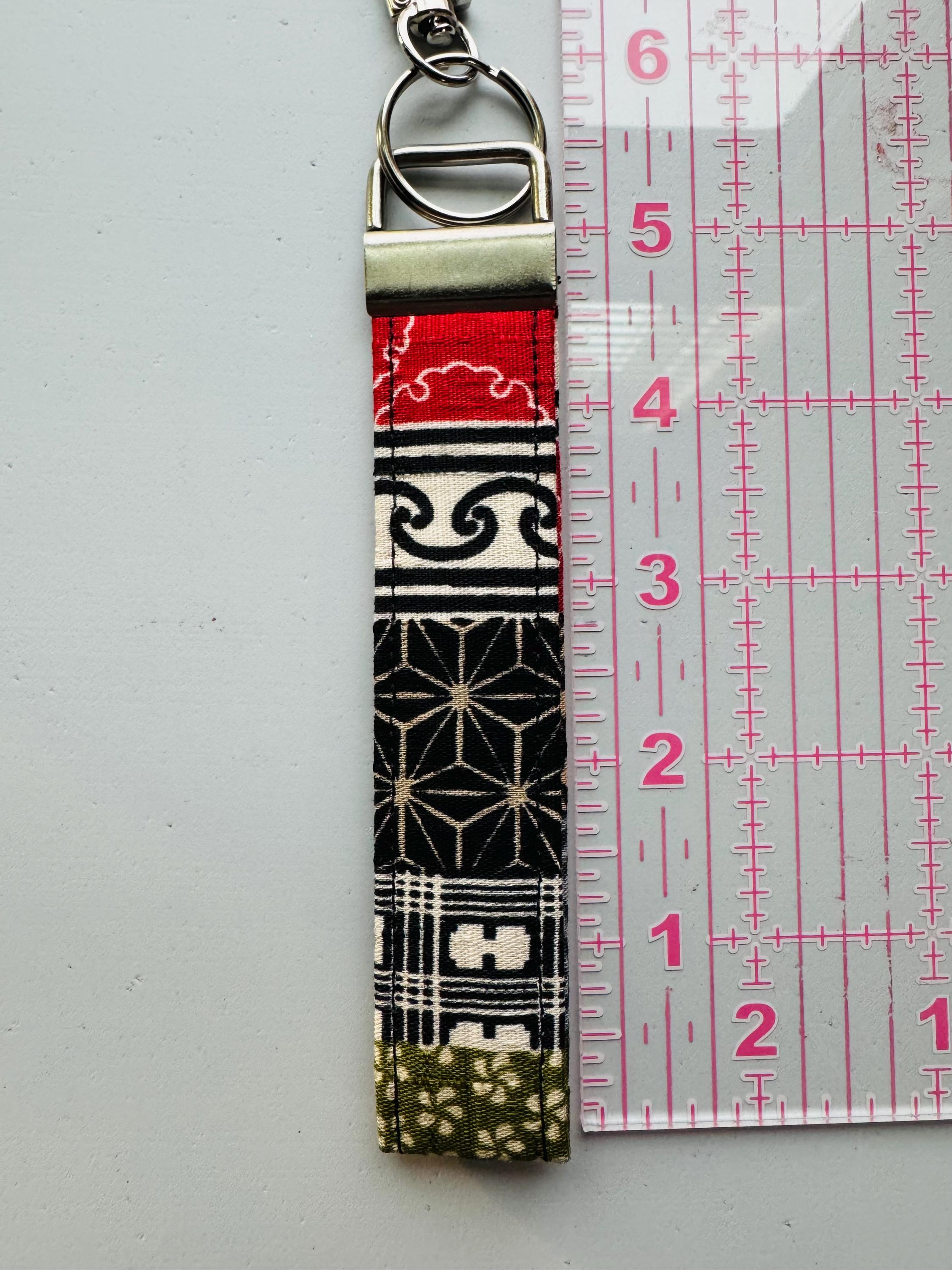 Japanese Fabric Key Fob, Black, Red Traditional Japanese Patterns ...