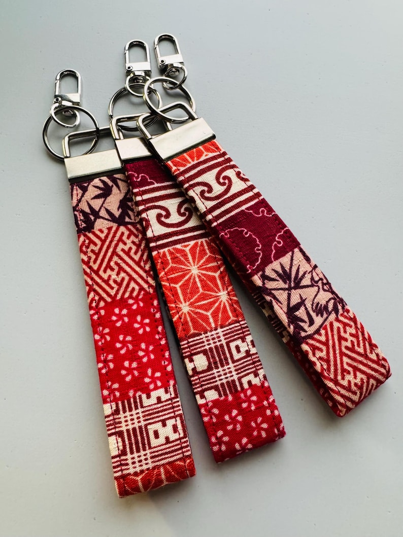 Japanese Fabric Key Fob, Black, Red Traditional Japanese Patterns ...