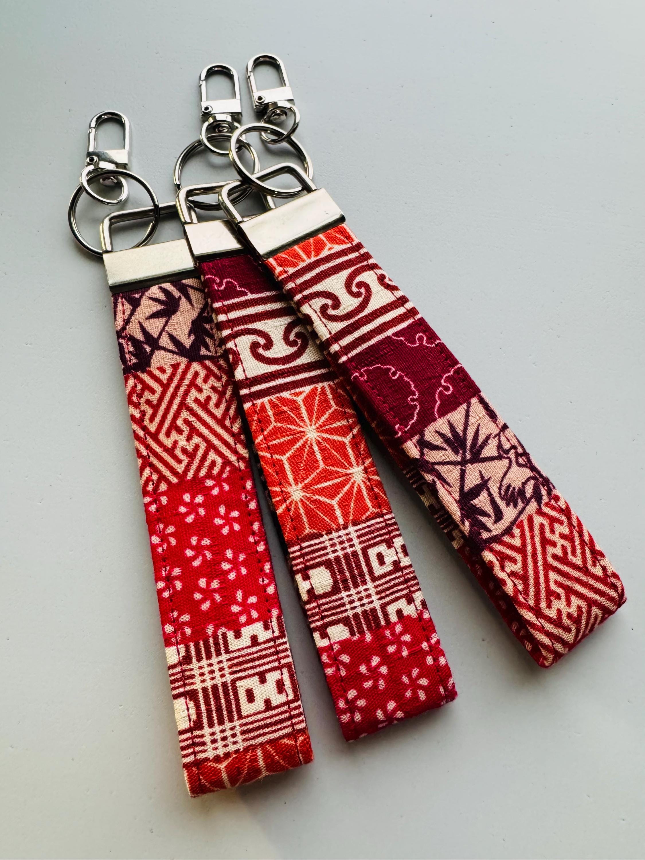 Japanese Fabric Key Fob, Black, Red Traditional Japanese Patterns ...