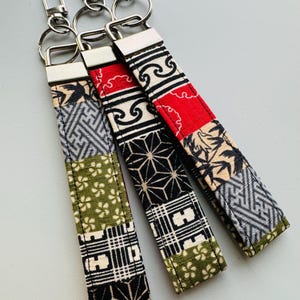 Japanese Fabric Key Fob, Black, Red Traditional Japanese Patterns ...
