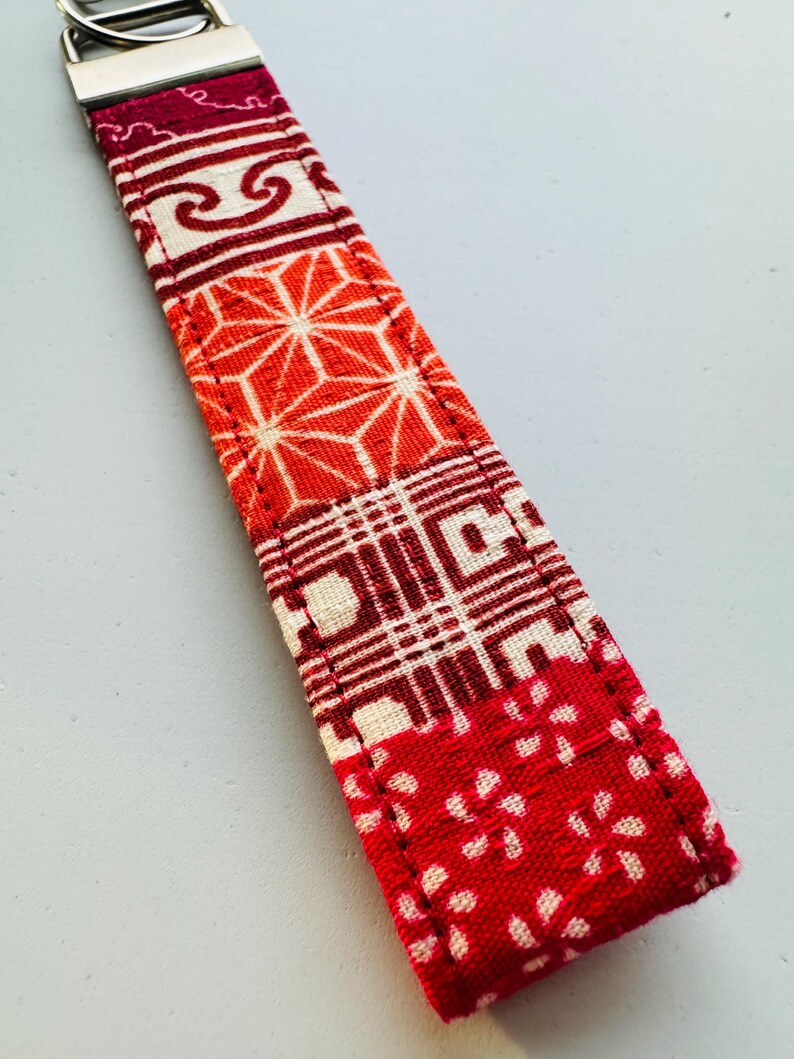 Japanese Fabric Key Fob, Black, Red Traditional Japanese Patterns ...