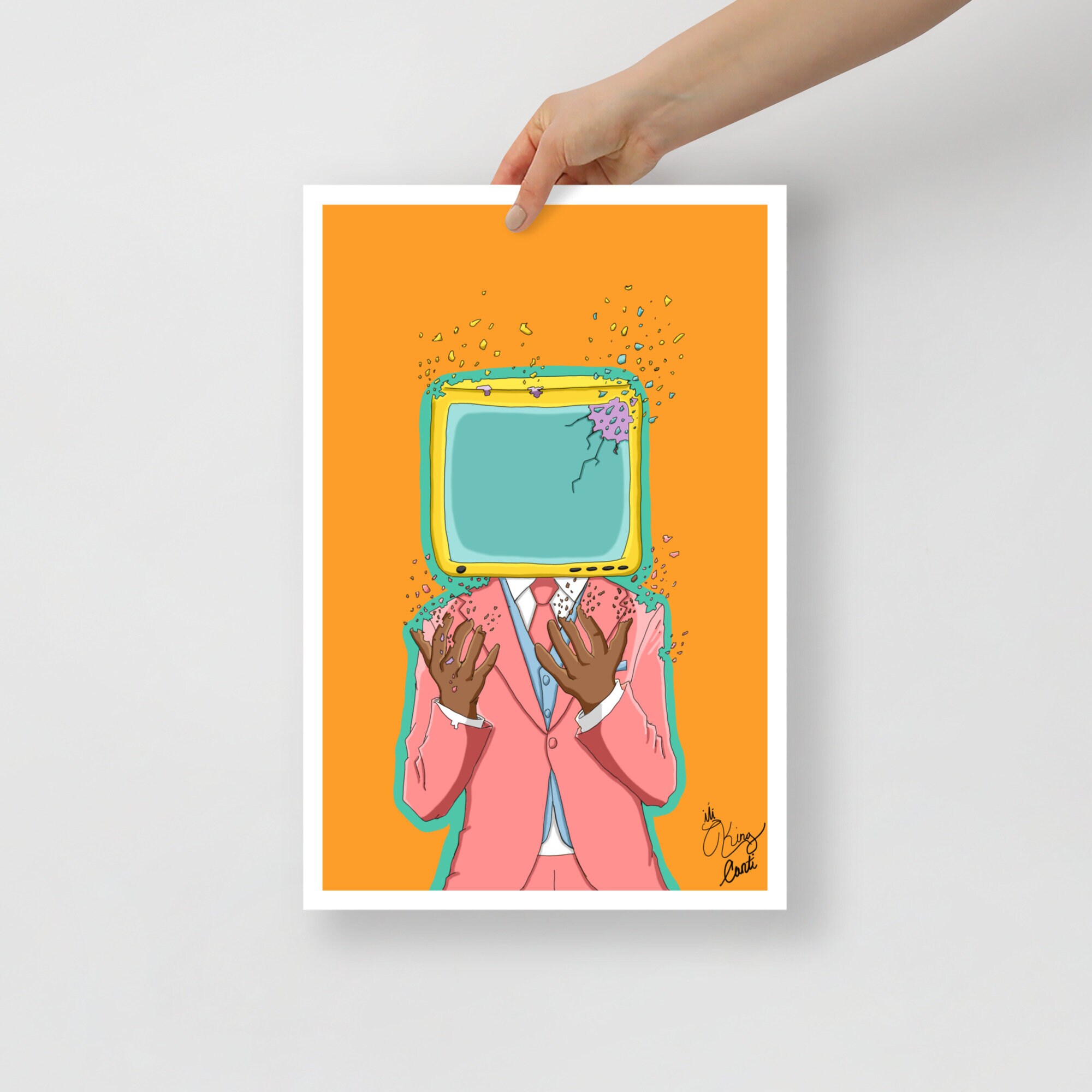 Corruption, Disintegrating, Tv Head, Black Man, Vibrant, Colorful, Pop ...