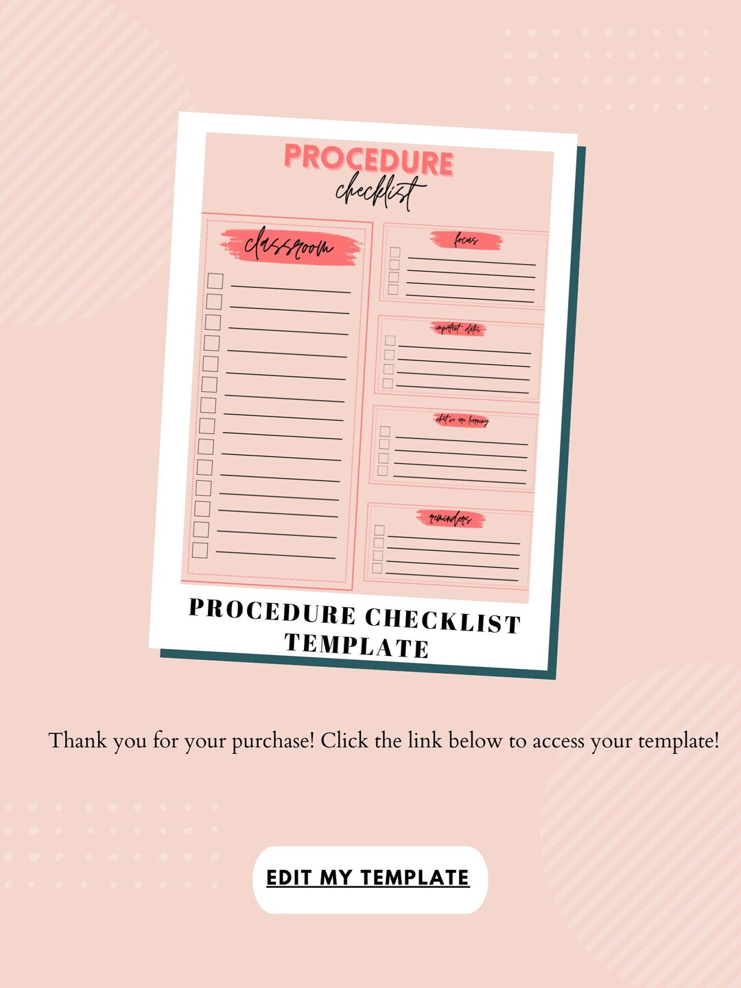 Teaching Procedure List Template - Etsy