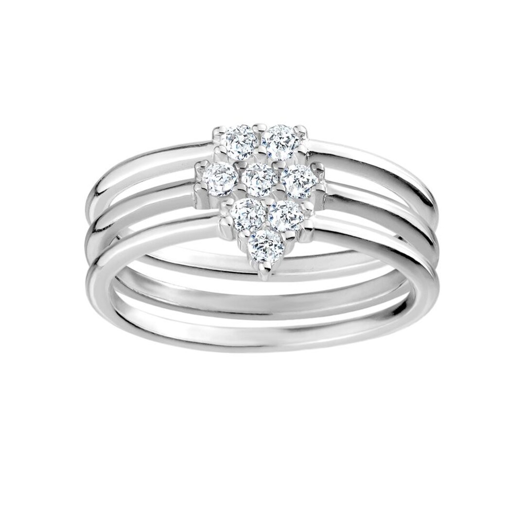 925 Sterling Silver 3-piece CZ Stacking Ring Set, Dainty Cubic Zirconia ...