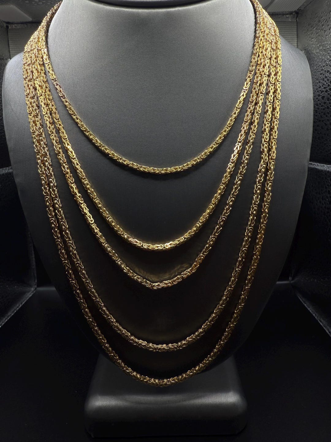 10k Solid Gold King Chain Necklace, Byzantine Chain, 2.5 Mm Byzantine ...