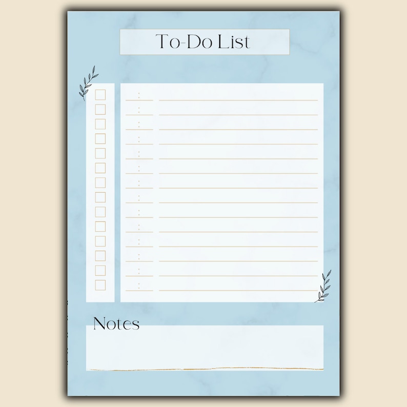 Minimalist To-do List for Organization To-do List With Check Boxes ...