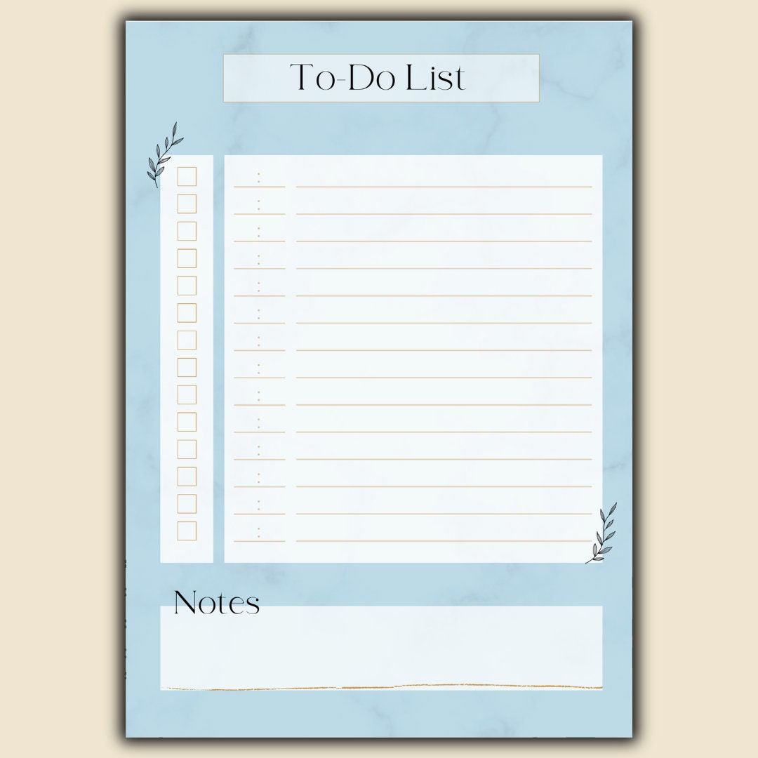 Minimalist To-do List for Organization To-do List With Check Boxes ...