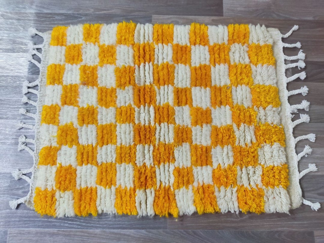 Checkered Rug Yellow Checkboard Rug,moroccan Checkered Rug,checkered ...