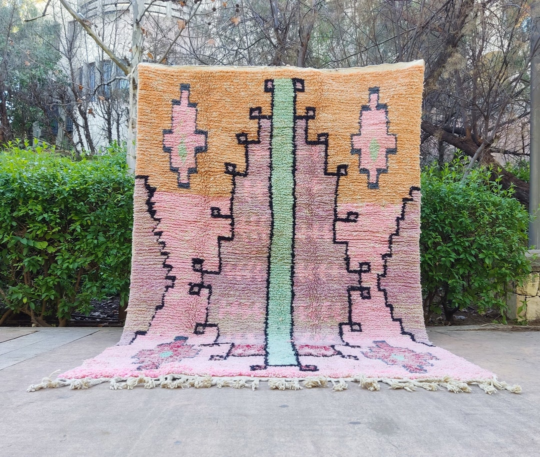 Pink Moroccan Rugs,handmade Wool Rug,beni Ourain Hand Tufted Rug,large ...