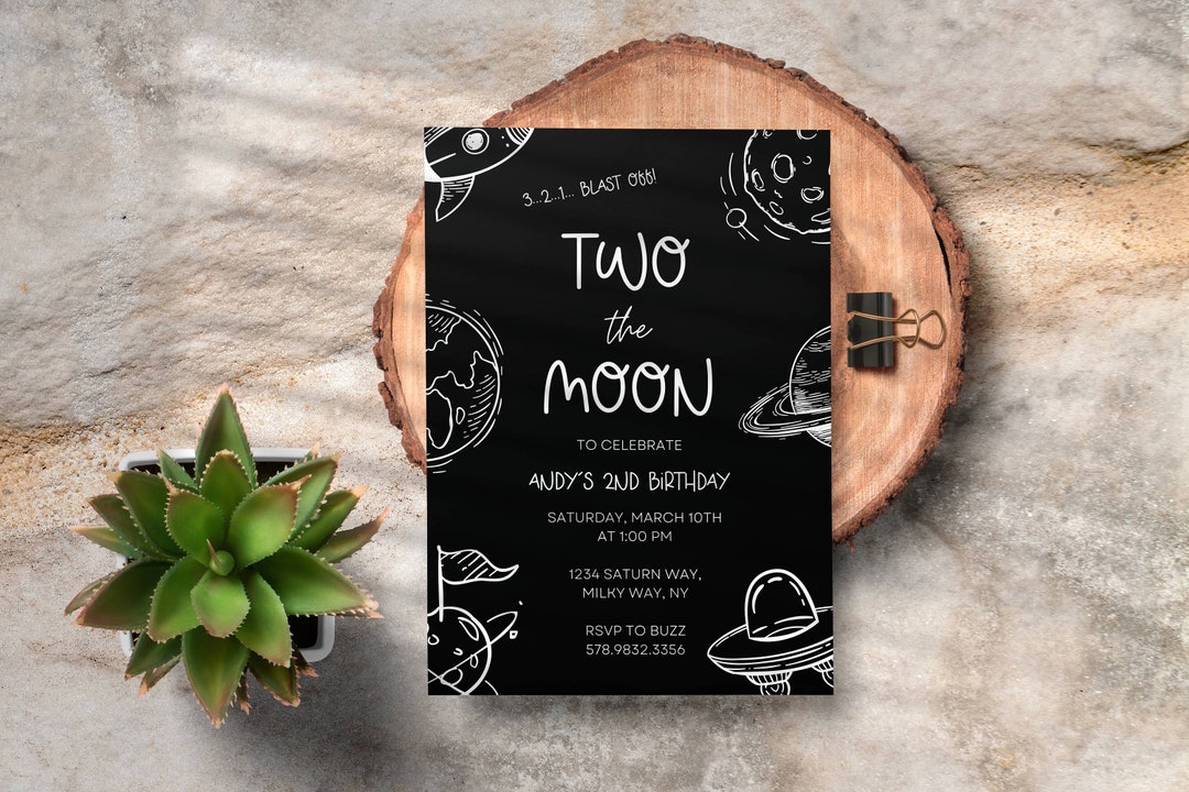 Invitación de cumpleaños de dos la luna, invitación de cumpleaños ...