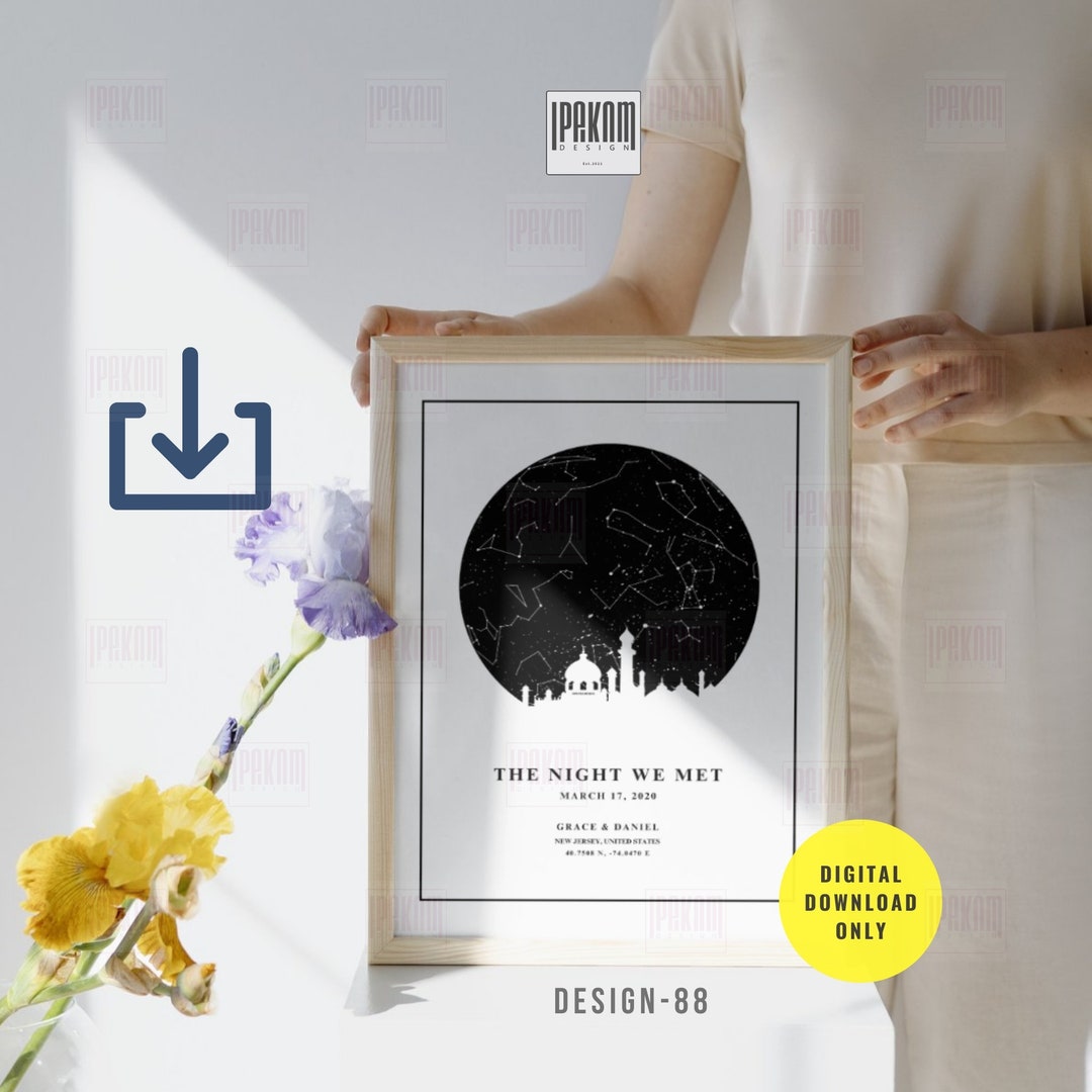 Custom Constellation Map, Star Map Print, Anniversary Gift, Frames ...