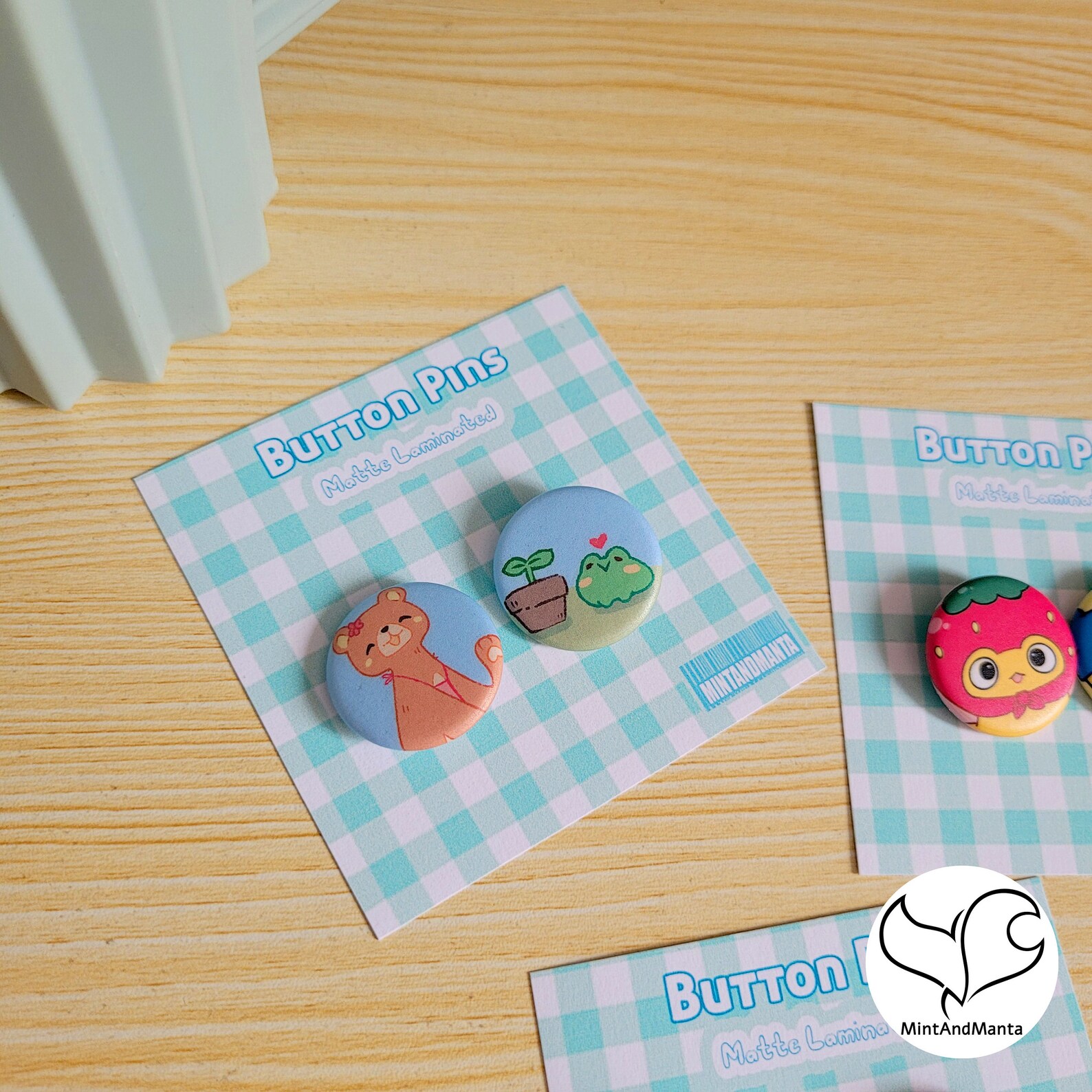 Bea and Franky Collection Handmade Memopad Notepad Button Pin Sticker ...