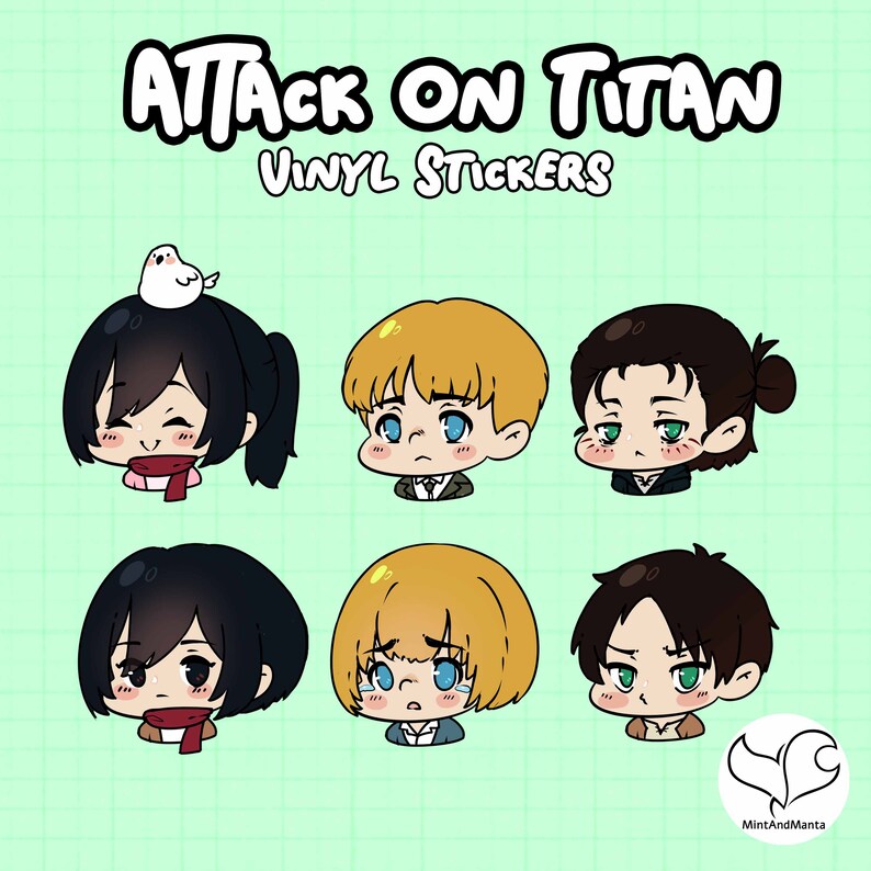 Attack on Titan Sticker | Waterproof Vinyl Stickers | Eren, Mikasa ...