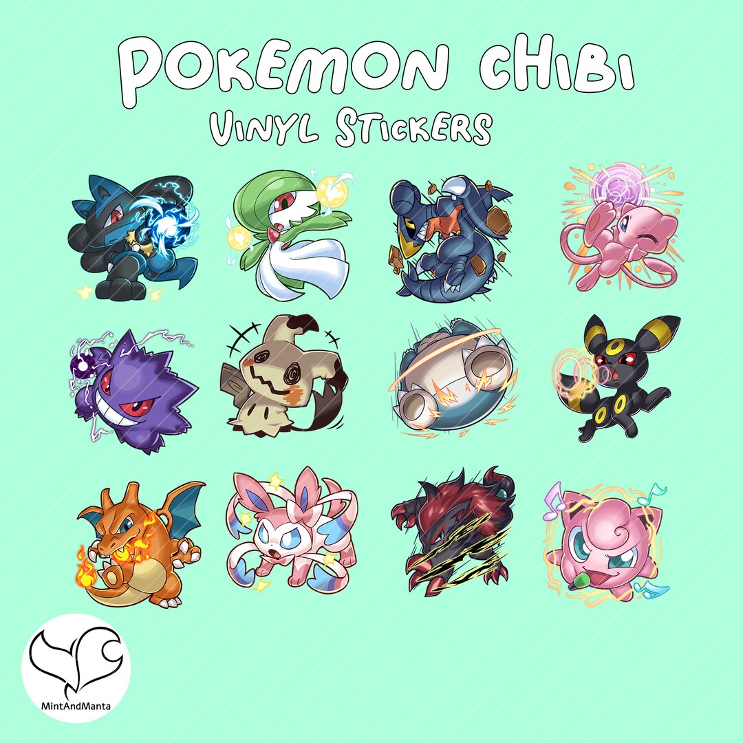 Pokemon Chibi Sticker Pack Waterproof Vinyl Stickers - Etsy