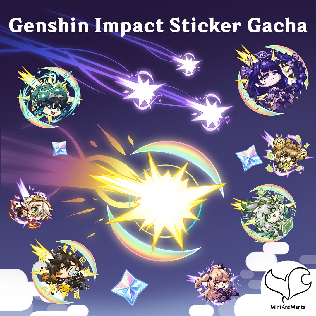 Genshin Impact Sticker Gacha 5 Pulls Gacha Game Waterproof Vinyl ...
