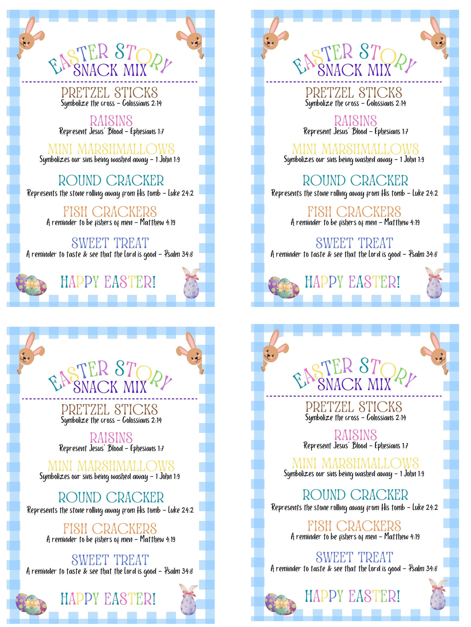 INSTANT DOWNLOAD Easter Story Snack Mix Printable Card Tag - Treats ...