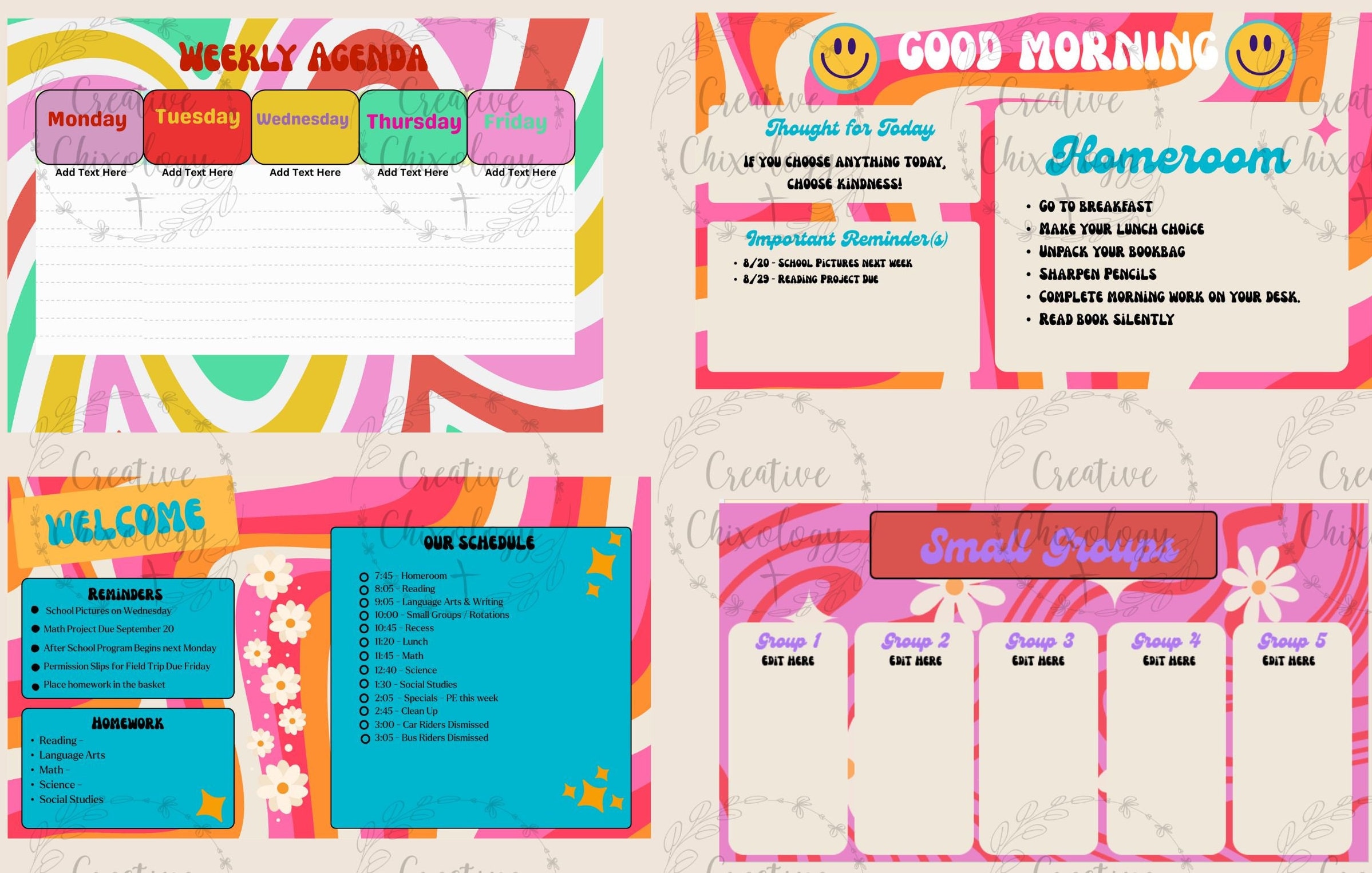 Retro Groovy Classroom Slides: 112 Powerpoint & Google Templates ...