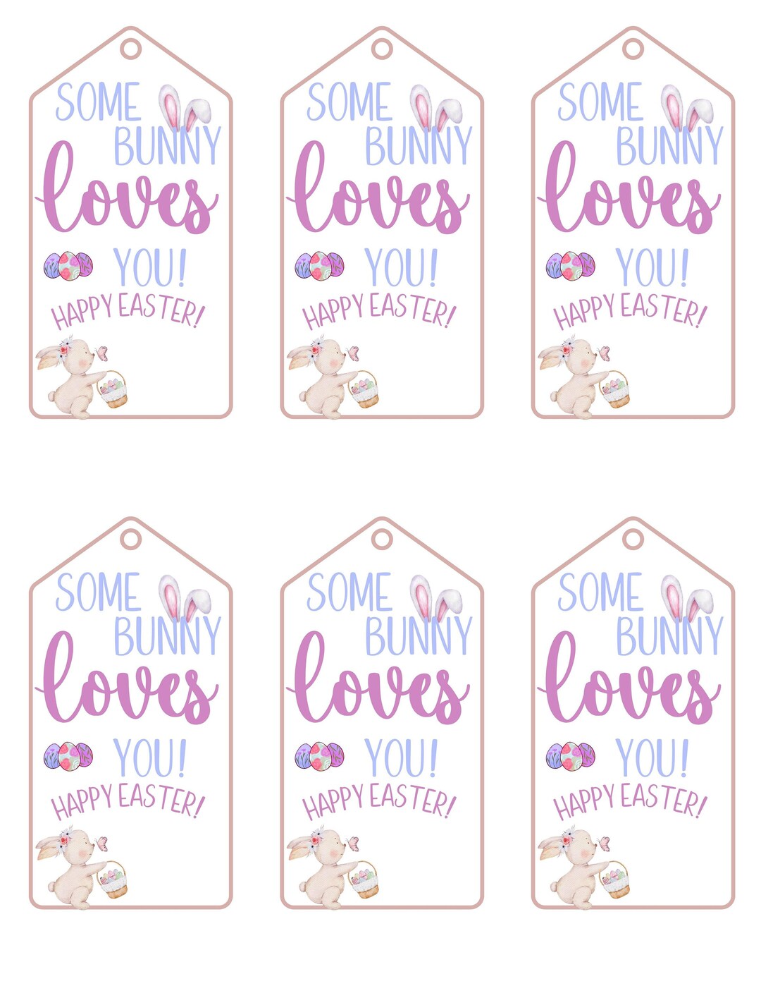 Editable Easter Gift Tag: Some Bunny Loves You (digital Download) - Etsy