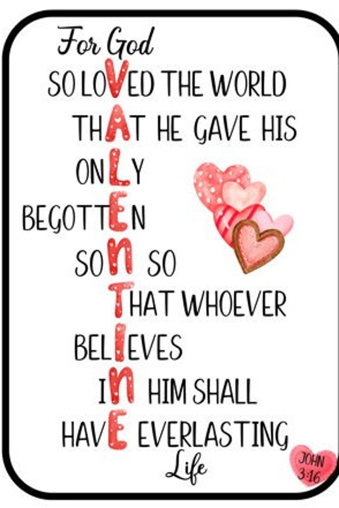 John 3:16 Scripture Valentine Cards - 28 Count (PDF File) - Etsy