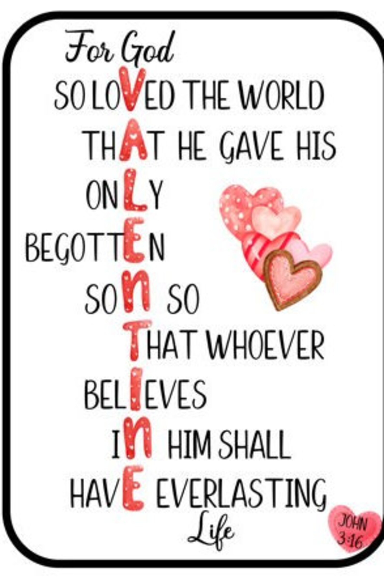 John 3:16 Scripture Valentine Cards - 28 Count (PDF File) - Etsy