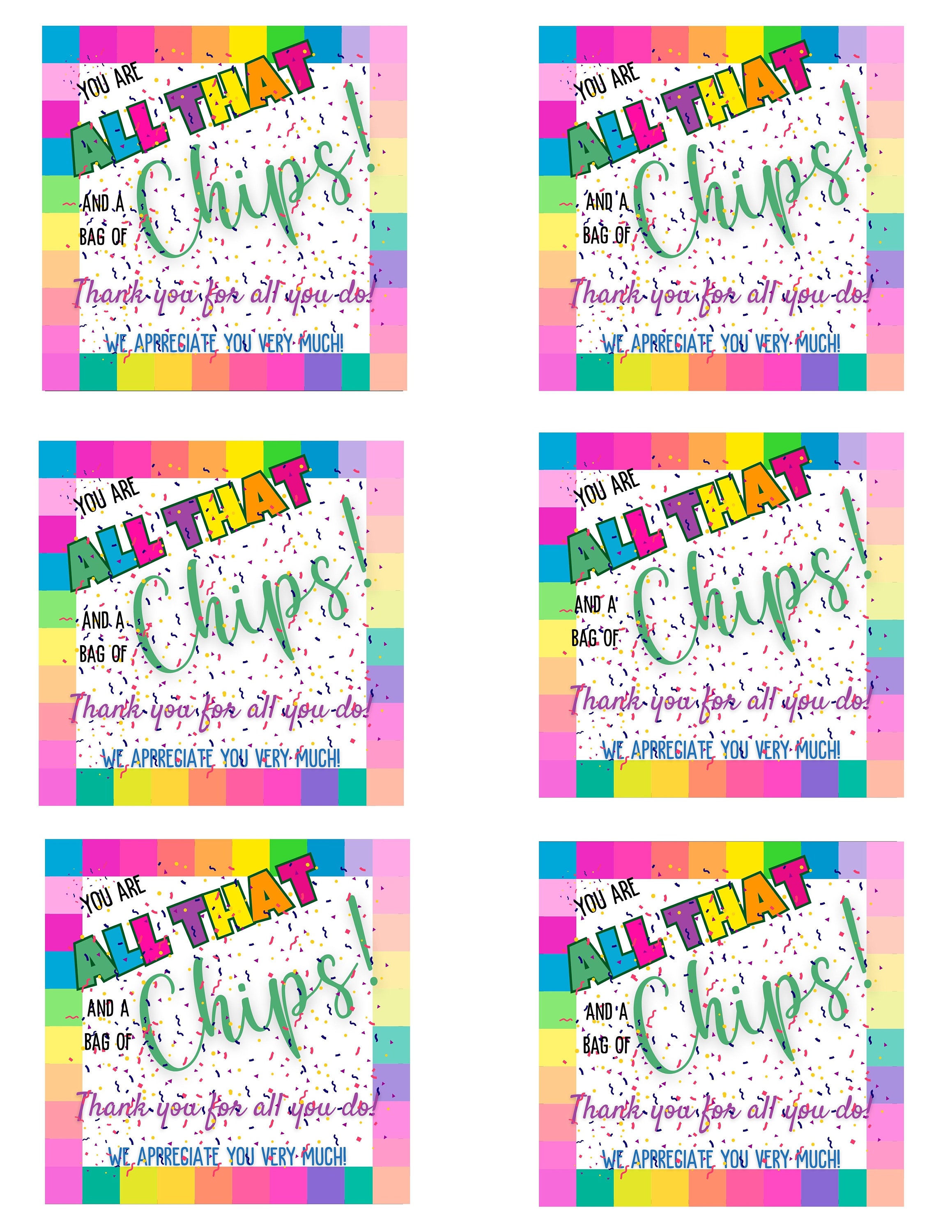 Teacher Appreciation Gift Tag/ Treat Bag Tag Bundle Teacher Thank You ...