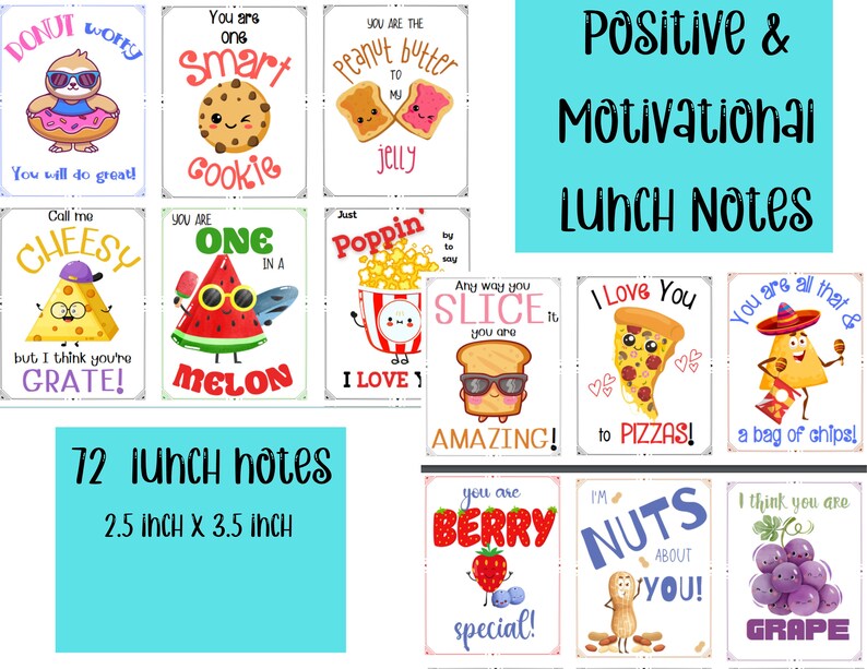 LUNCHBOX NOTES for Kids Encouragement Notes Notes for Kids Jokes for ...