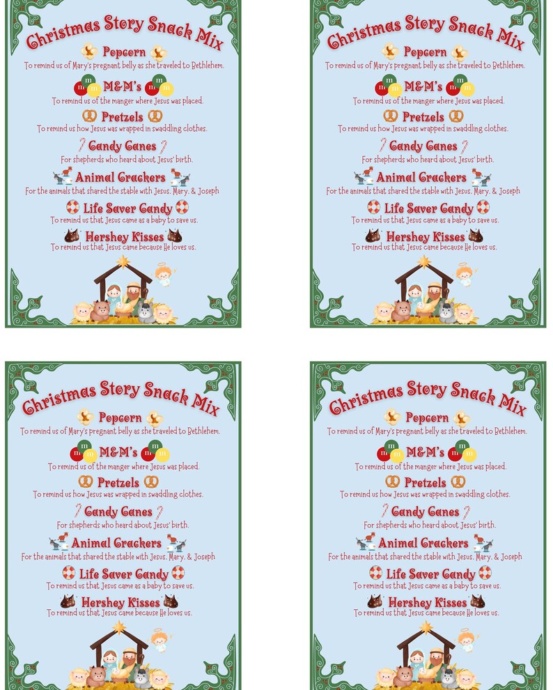 Christmas Story Snack Mix Tags, Nativity Favors (digital Download) - Etsy