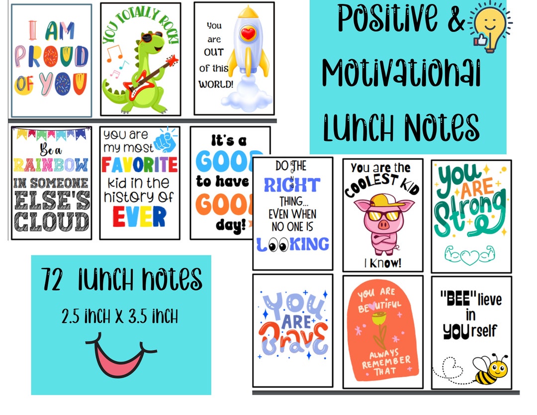 LUNCHBOX NOTES for Kids Encouragement Notes Notes for Kids Jokes for ...