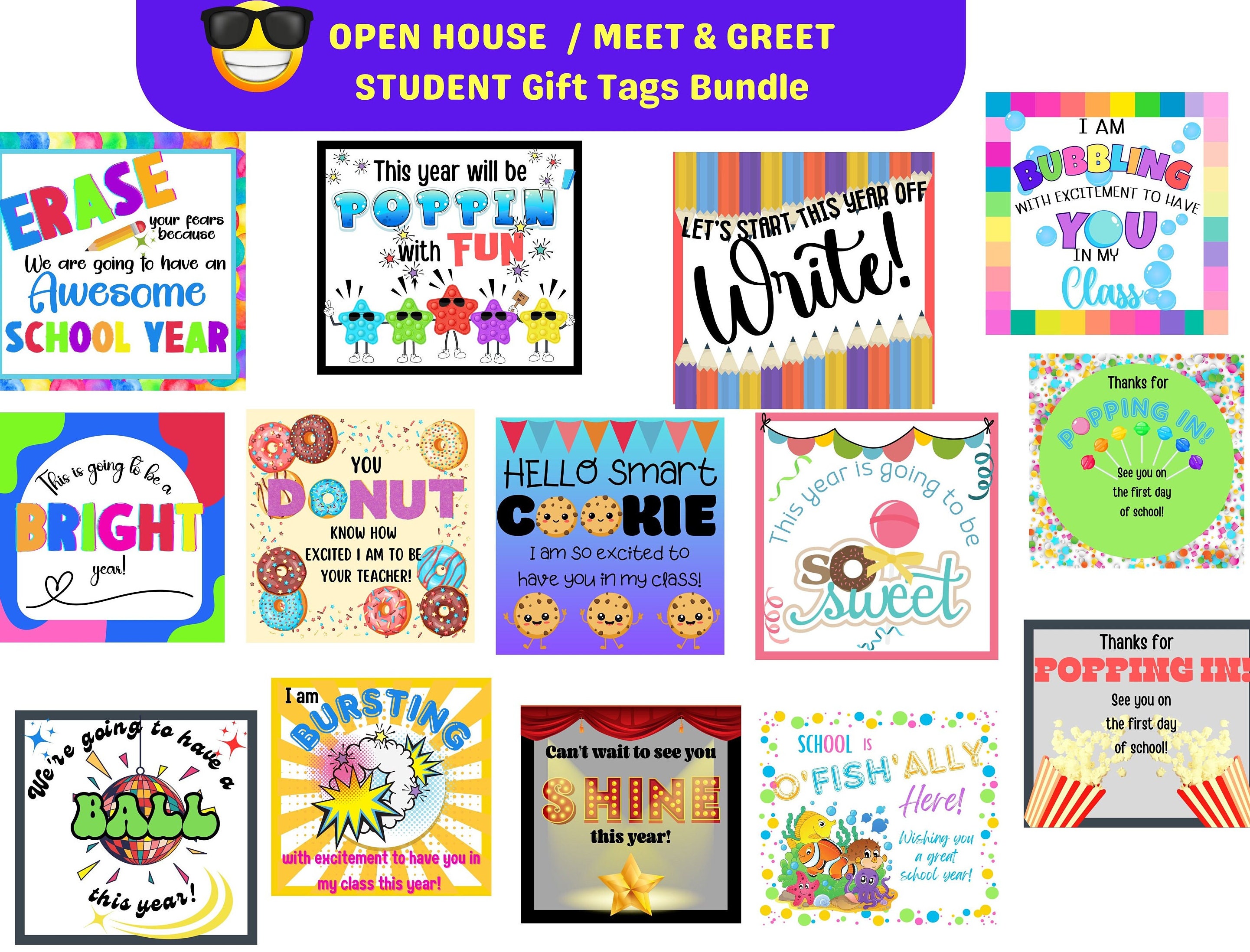 Open House Student Gift Tags Bundle: 14 Designs (instant Download) - Etsy