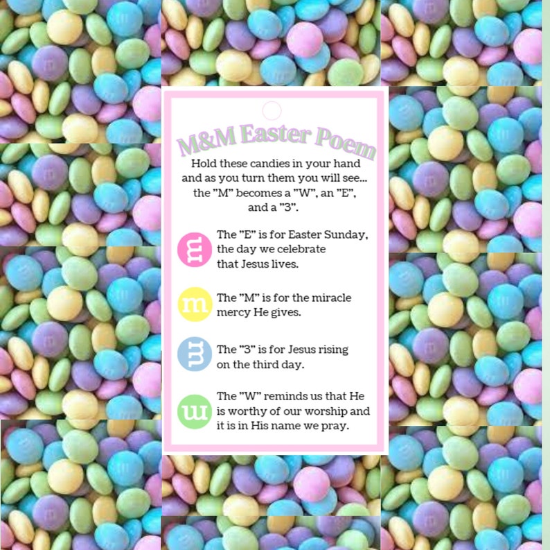 M&M Easter Poem Cards: Printable Treat Tags (instant Download) - Etsy