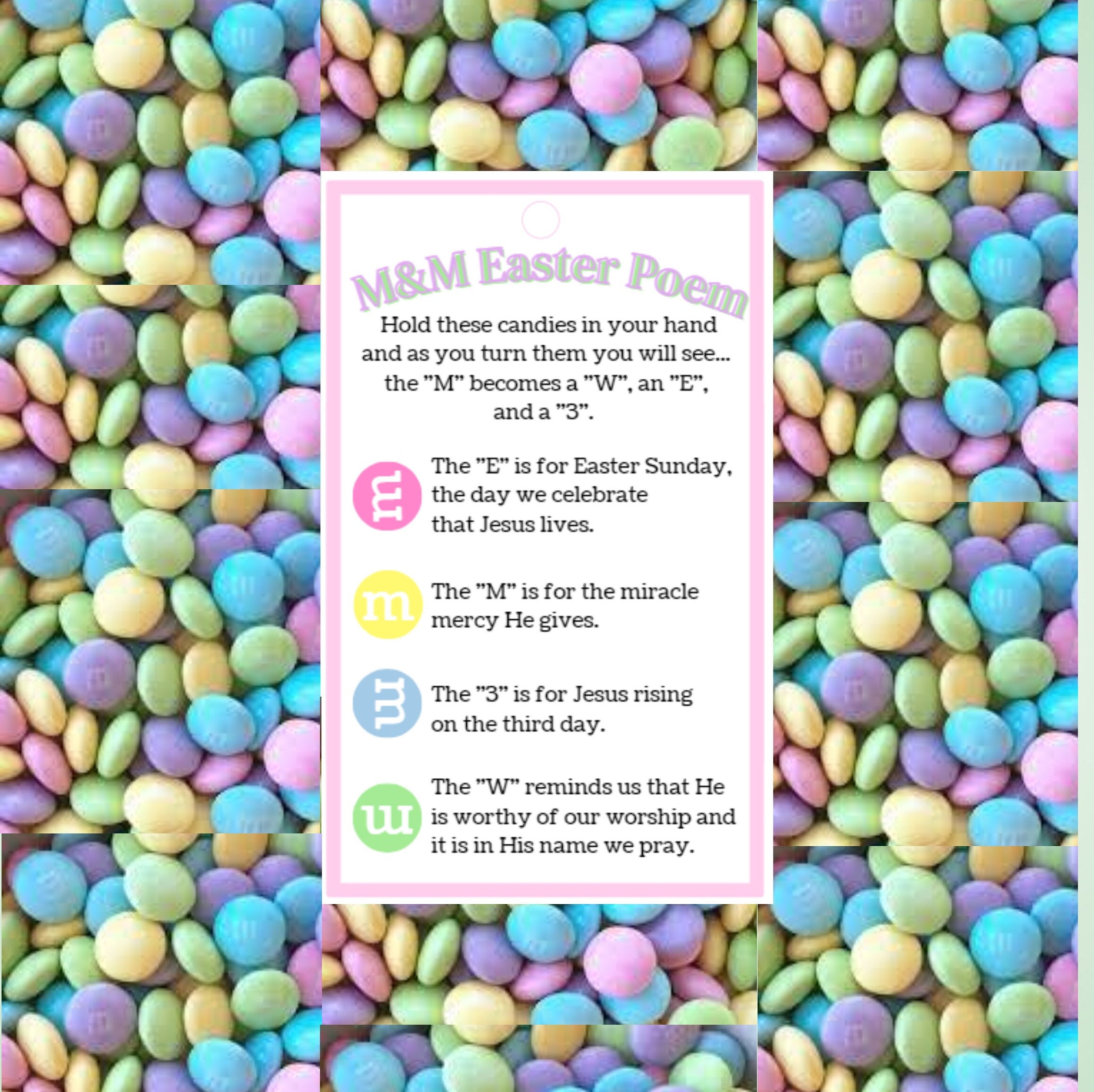 M&M Easter Poem Cards: Printable Treat Tags (instant Download) - Etsy