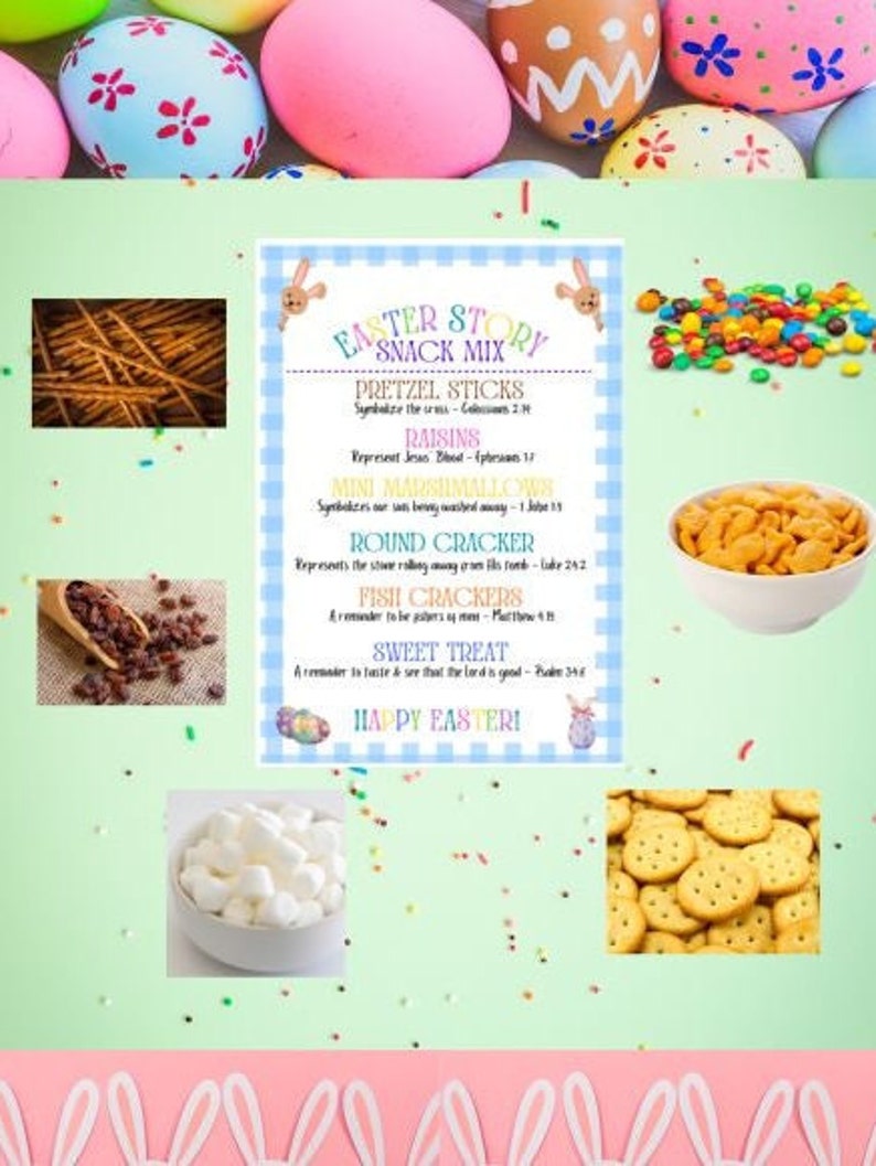 INSTANT DOWNLOAD Easter Story Snack Mix Printable Card Tag - Treats ...