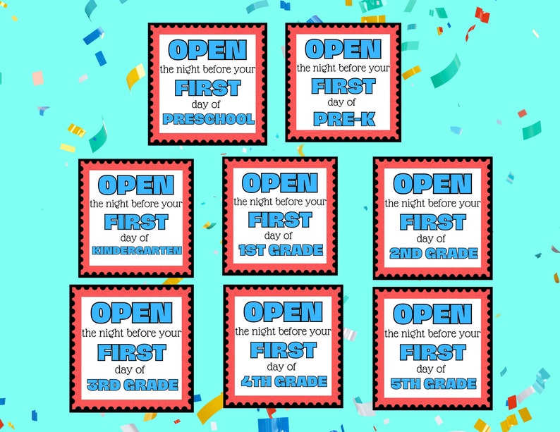 Back to School Confetti Poem Card: Night Before First Day (digital ...