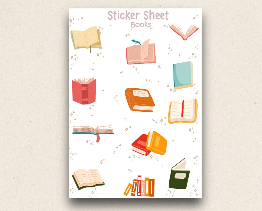 12 Book Sticker Pack, Laptop Stickers, Waterbottle Stickers, Sticker ...