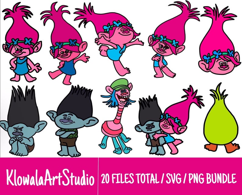 20 Colorful Layered SVG Files for Cricut Troll Bundle for Cricut, SVG ...
