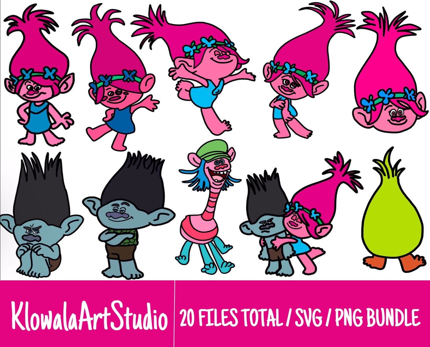 20 Colorful Layered SVG Files for Cricut Troll Bundle for Cricut, SVG ...