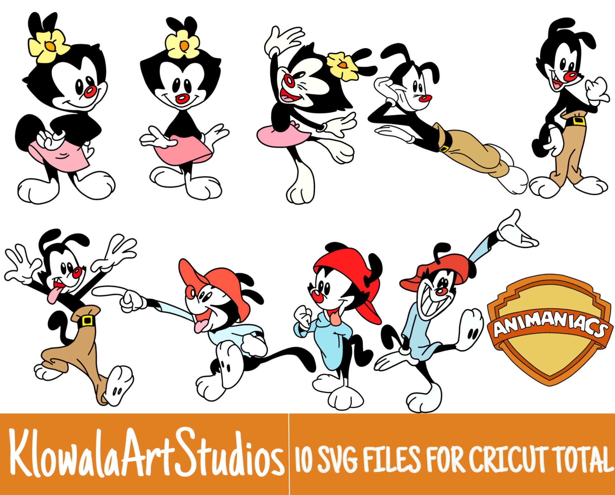 10 Colored Layered Animaniacs Retro Cartoon 80s and 90s SVG Files ...