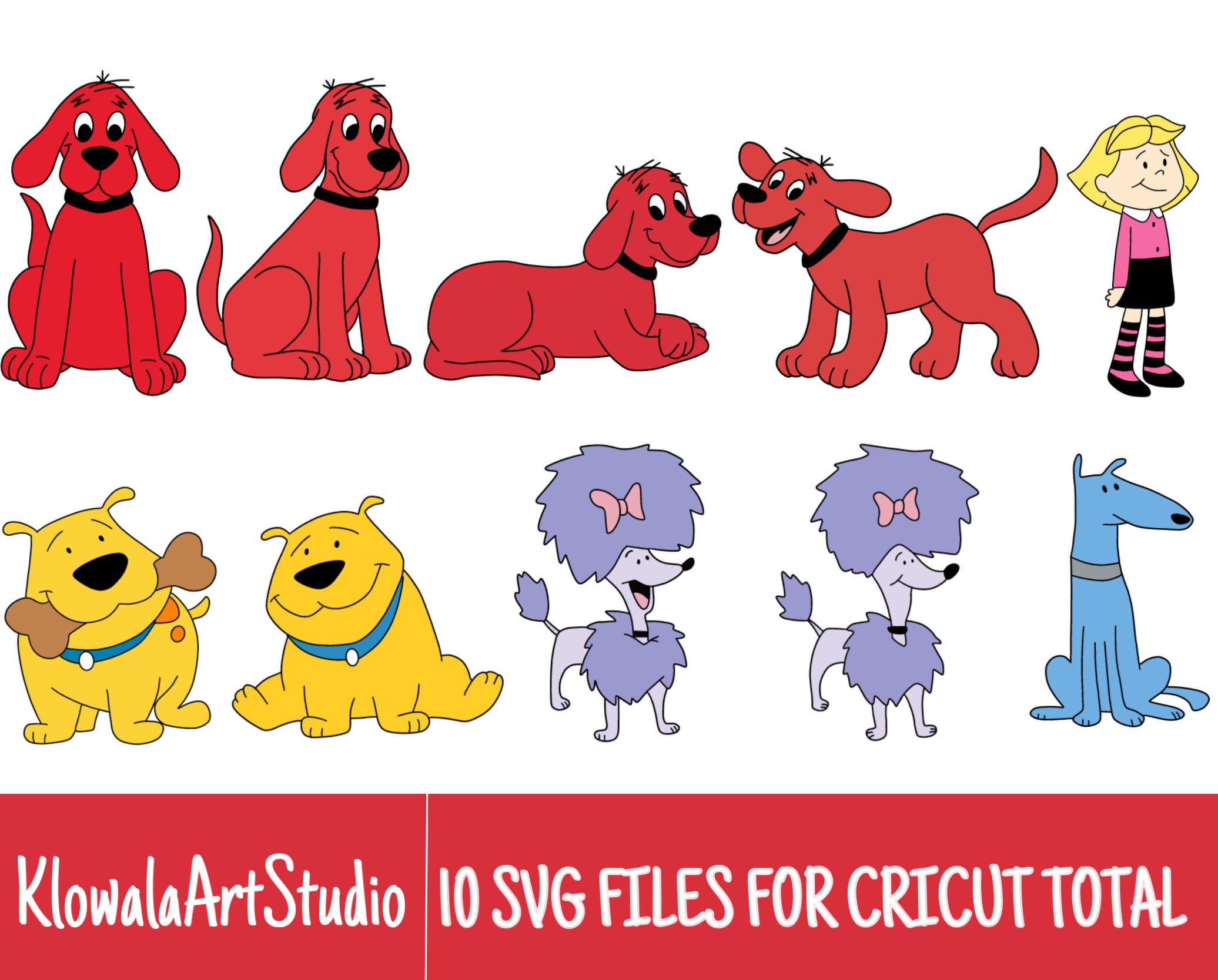 10 Colored Layered Clifford 2000s Cartoon SVG Files/bundle for Cricut ...